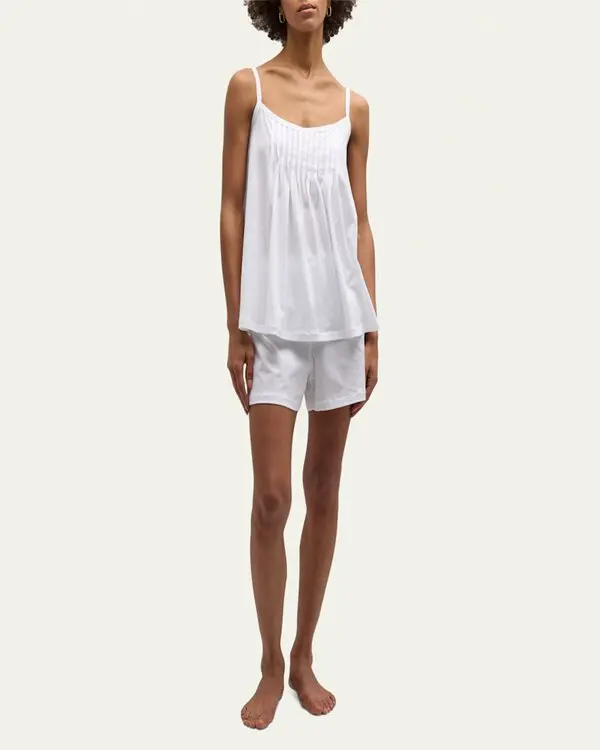 Hanro Julia Short Scoop-neck Pintuck Pajama Set - White