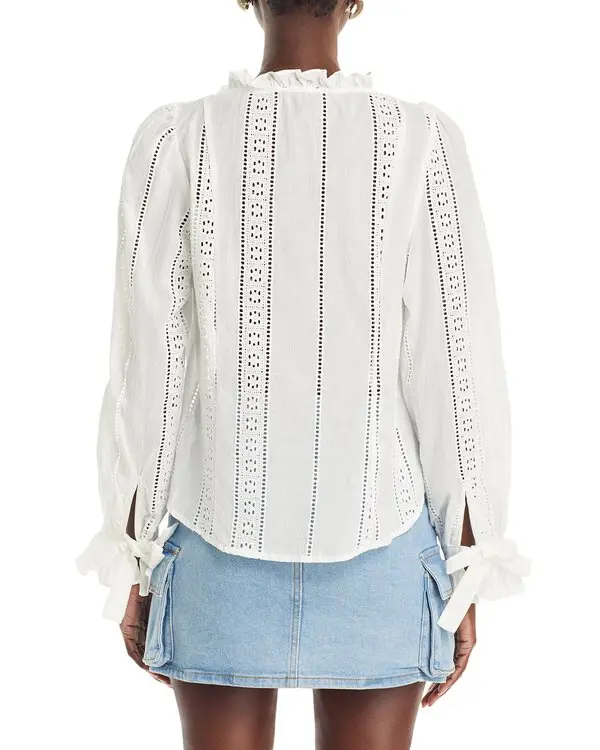 Aqua Cotton Lace Inset Blouse