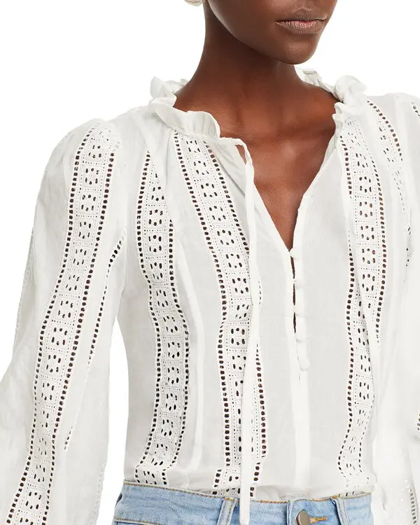 Aqua Cotton Lace Inset Blouse