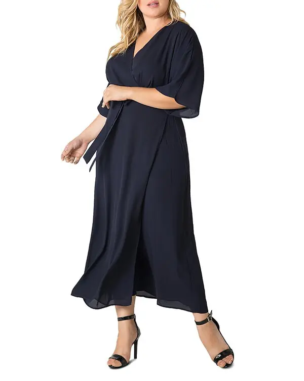 STANDARDS & PRACTICES Olivia Kimono-sleeve Maxi Wrap Dress - Midnight Blue