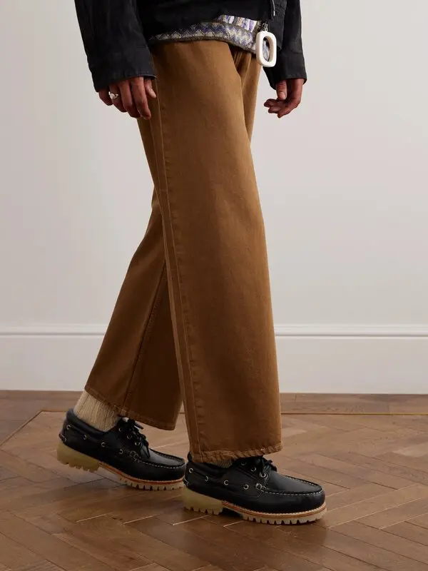 Visvim Wallace Deck-Folk Leather Boat Shoes - Black | Editorialist