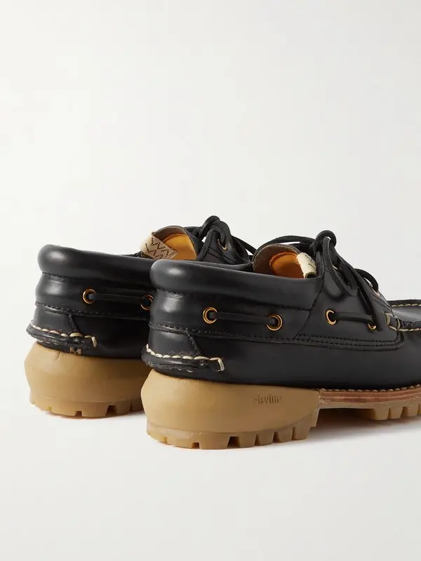 Visvim Wallace Deck-Folk Leather Boat Shoes Us 8 - Black