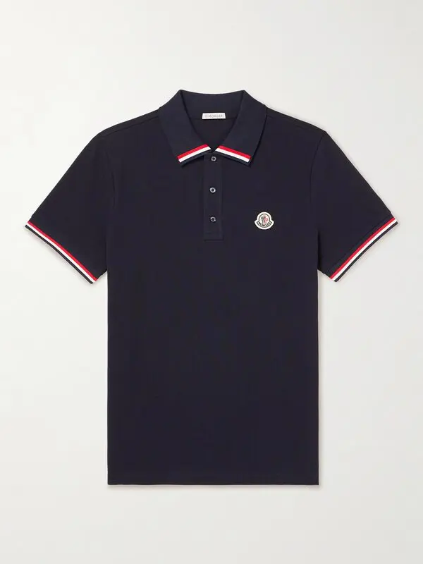 Moncler Logo-appliquéd Striped Cotton-piqué Polo Shirt