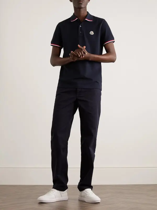 Moncler Logo-appliquéd Striped Cotton-piqué Polo Shirt