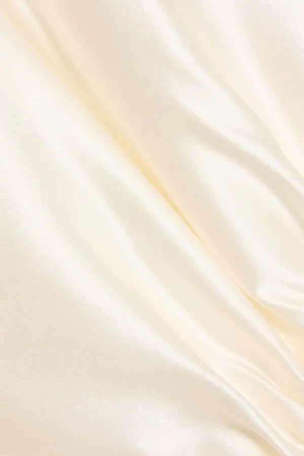 Michelle Mason One-shoulder Ruched Silk-satin Midi Dress - Ivory