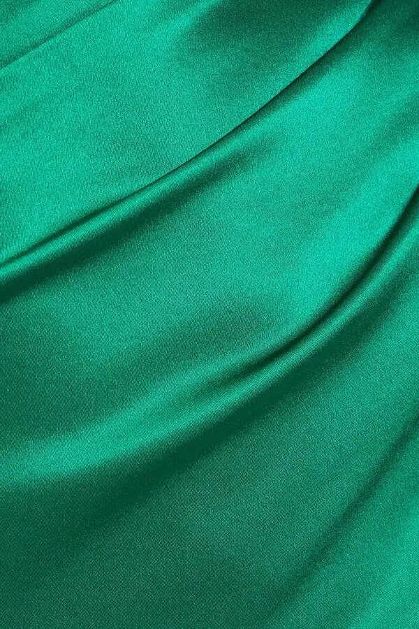 Michelle Mason One-shoulder Ruched Silk-satin Midi Dress - Jade