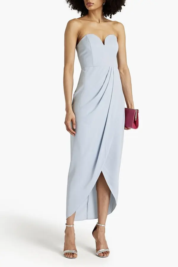 shades of teal bridesmaid dresses BABARONI One Shoulder Chiffon Dress with Cascade Skirt-Ink Blue Plus Size, Ink Blue / US18 main image 1
