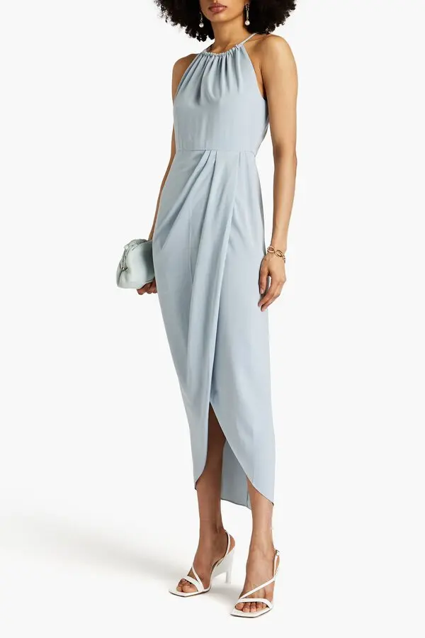 Shona Joy Gathered Satin Maxi Dress In Sky Blue - 85% Off | Editorialist