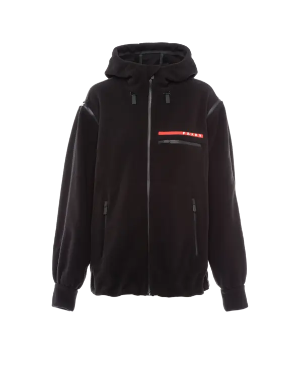 トップス PRADASPORT Stretch Fleece Zip-Up Hoodie Prada Cotton Zipper Hoodie | Neiman Marcus