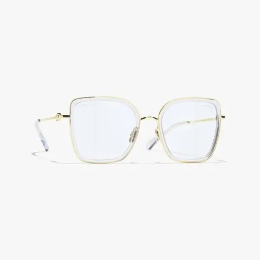 Chanel Metal & Pearls Eyeglasses - Gold & Crystal