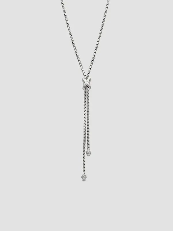 David Yurman Petite X Lariat Necklace In Sterling With Diamonds