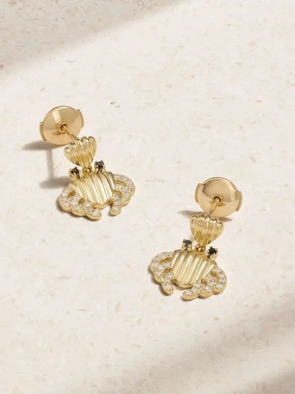 Yvonne Léon 9-karat Diamond Crab Stud Earrings