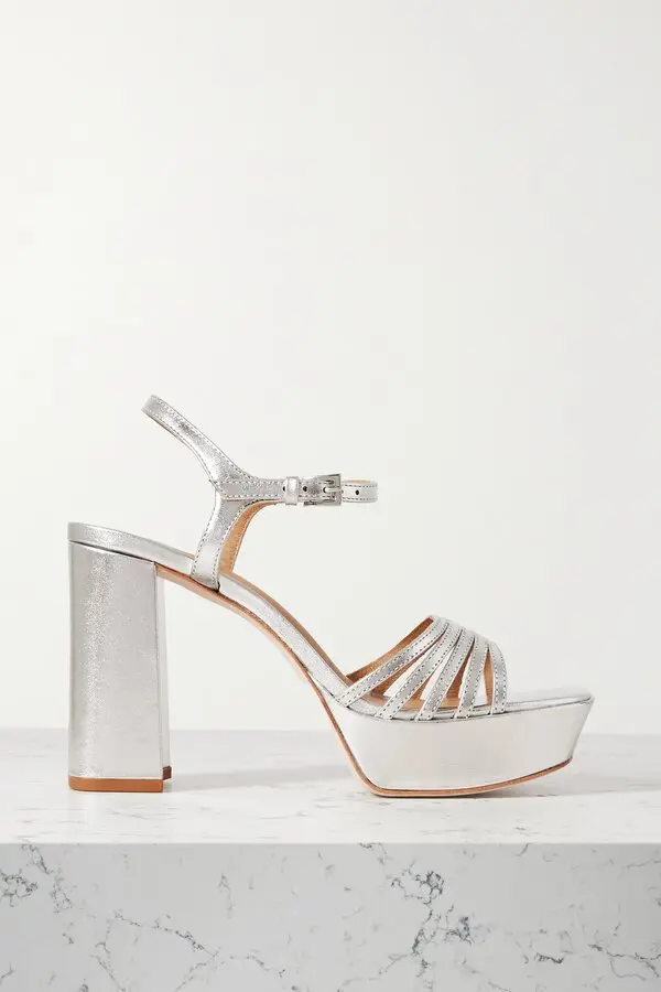 REFORMATION Net Sustain Molly Metallic Leather Platform Sandals