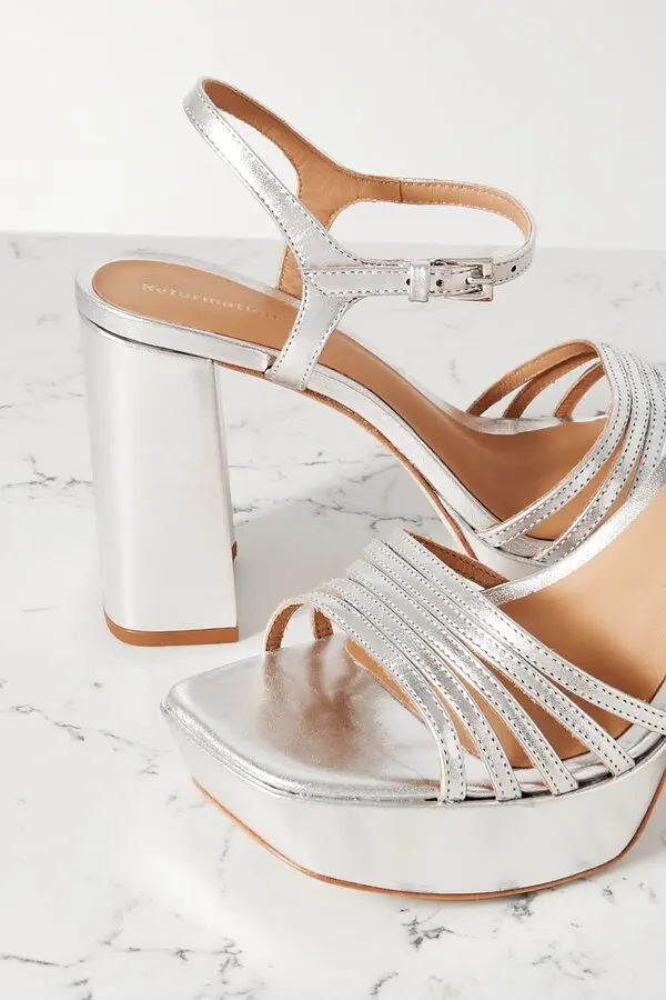 REFORMATION Net Sustain Molly Metallic Leather Platform Sandals