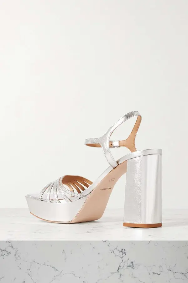 REFORMATION Net Sustain Molly Metallic Leather Platform Sandals