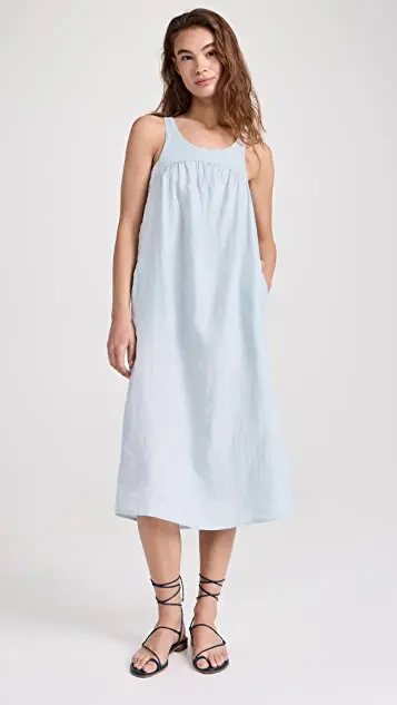 a line linen dresses Boden Women's Erma Drop Waist Linen Dress in Blue