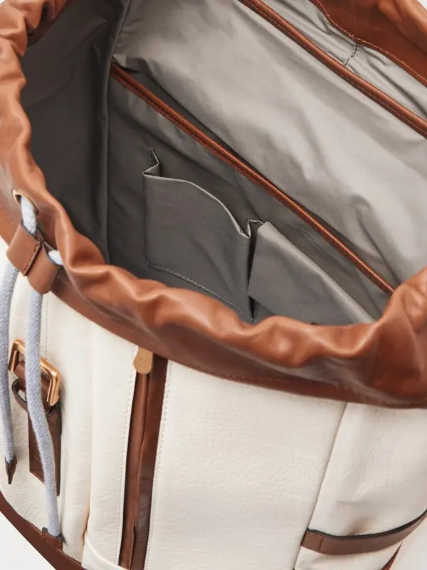 Brunello Cucinelli Suede-trimmed Full-grain Leather Backpack