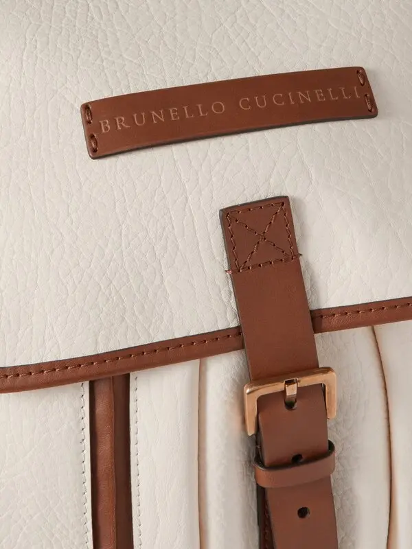 Brunello Cucinelli Suede-trimmed Full-grain Leather Backpack