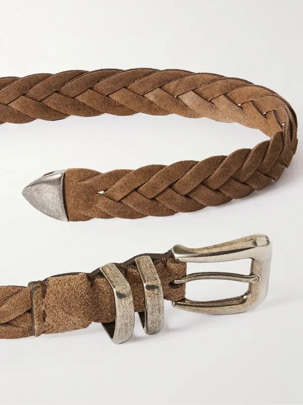 Brunello Cucinelli 2.5cm Braided Suede Belt In Brown - 30  display picture 1