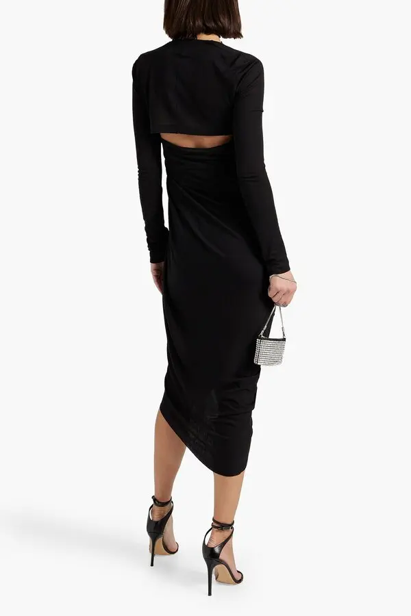 Helmut Lang Ruched Jersey Halterneck Dress In Black - 80% Off | Editorialist