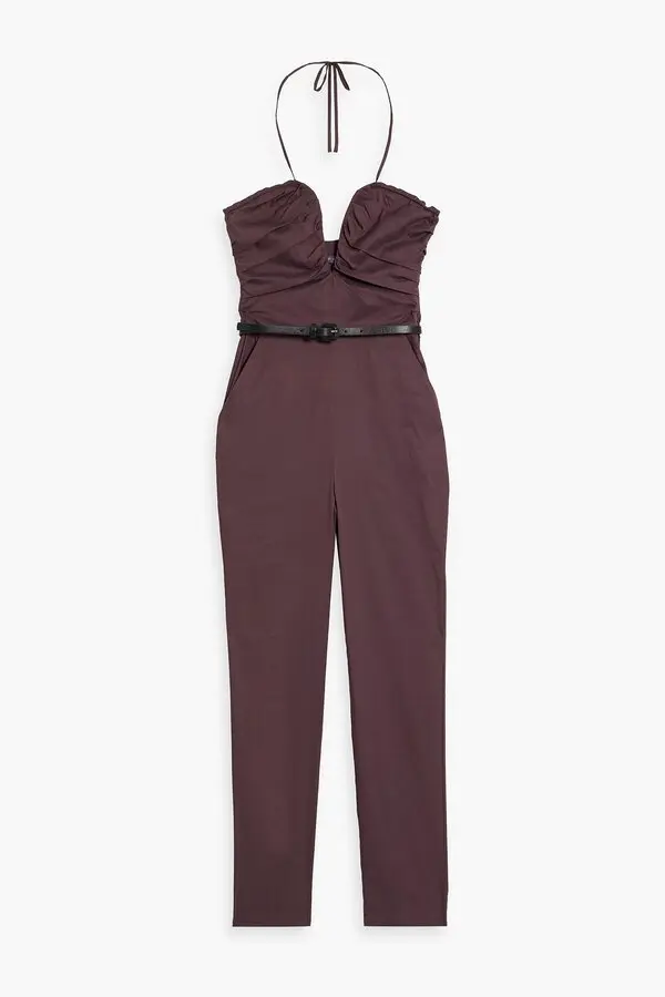 Zeynep Arçay Pleated Halterneck Jumpsuit - Burgundy
