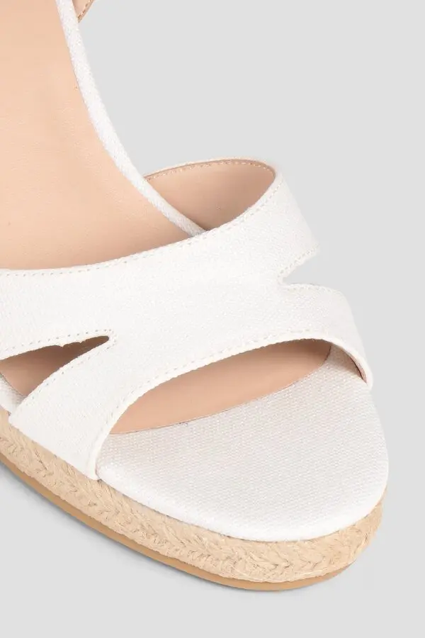 STUART WEITZMAN Mykonos Canvas Espadrille Wedge Sandals