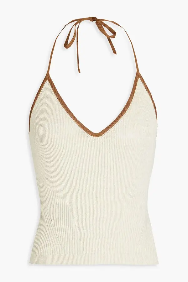 Jacquemus Marubia Ribbed Linen-blend Halterneck Top