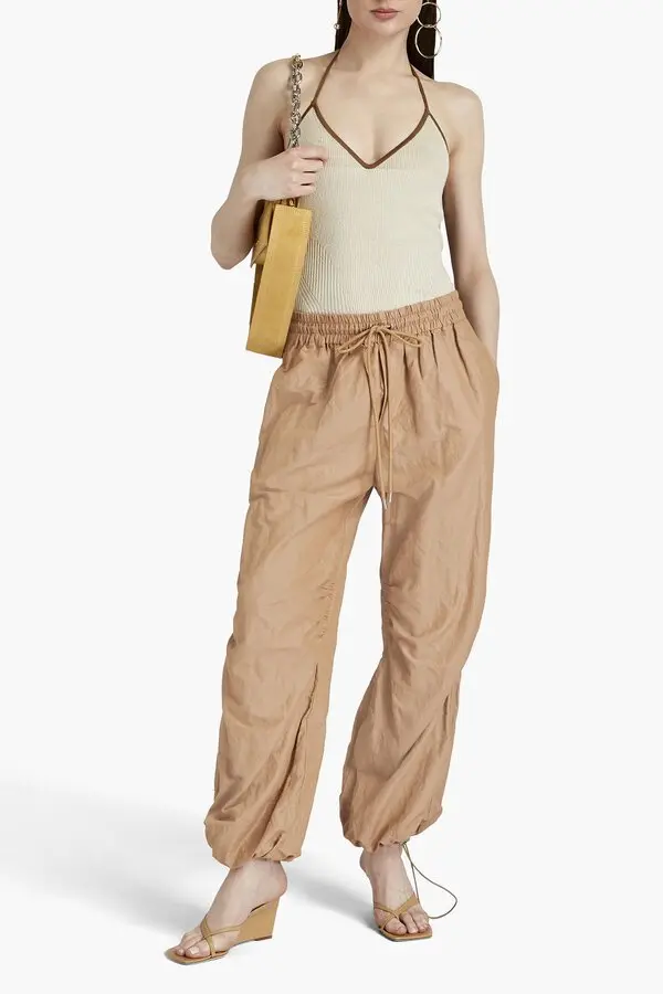 Jacquemus Marubia Ribbed Linen-blend Halterneck Top