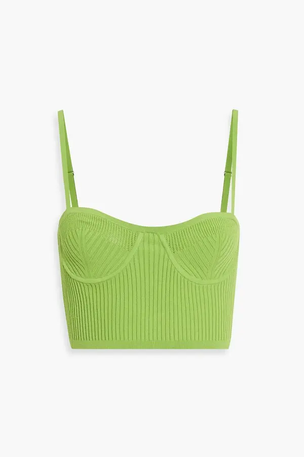 Helmut Lang Ribbedknit Underwired Bra Top - Lime Green