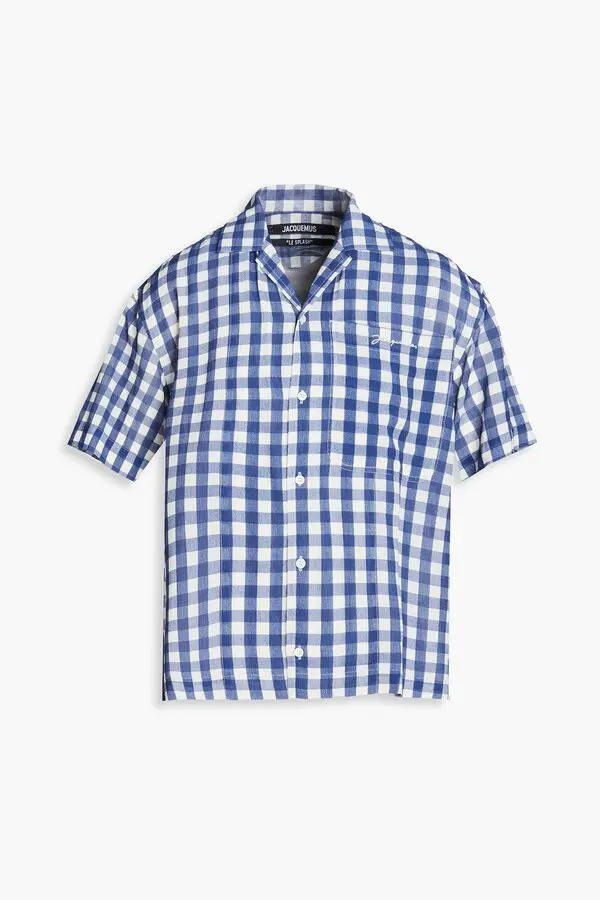 Jacquemus Jean Checked Crepe Shirt - Navy