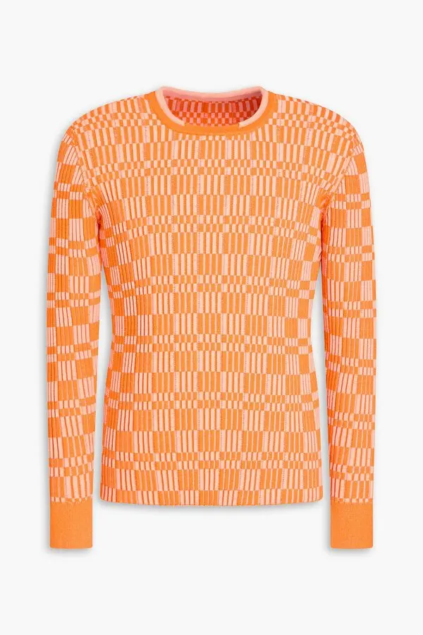 Jacquemus La Maille Gelati Checked Ribbed Cotton-blend Sweater - Orange