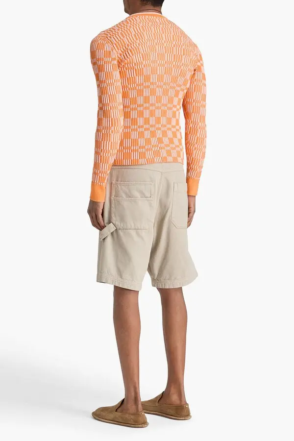 Jacquemus La Maille Gelati Checked Ribbed Cotton-blend Sweater - Orange
