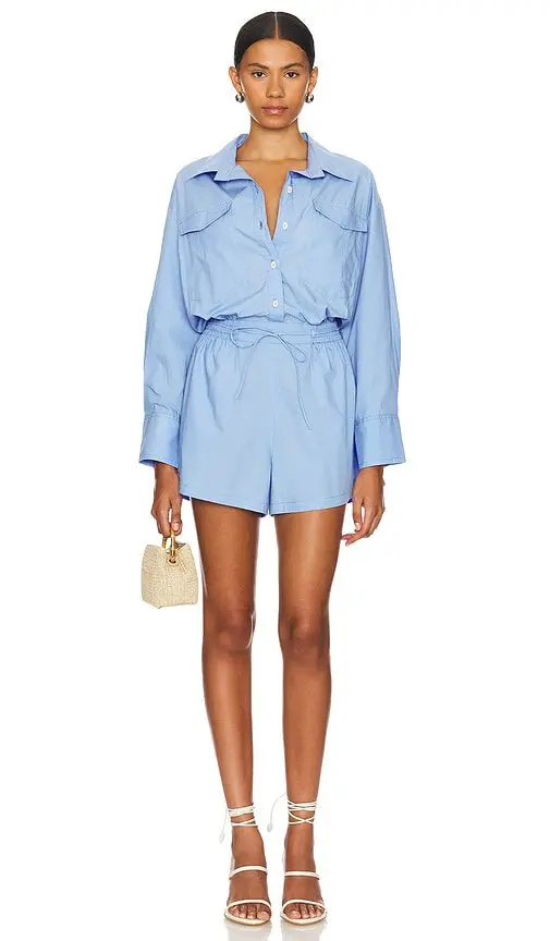 Faithfull The Brand Isole Playsuit - Mid Blue