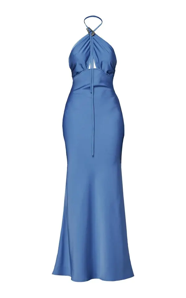 Wynn Hamlyn Buckle-Detailed Halter Gown In Blue - 50% Off | Editorialist