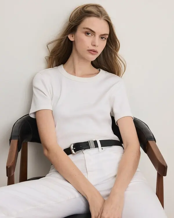 Veronica Beard Pruitt Ribbed T-shirt - White