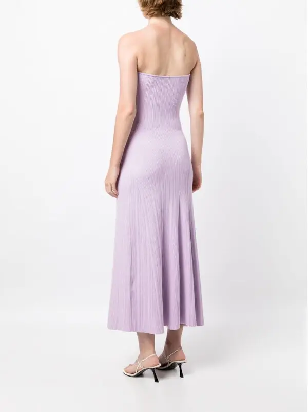 Anna Quan Camille Ribbed-Knit Bandeau Dress - Purple | Editorialist