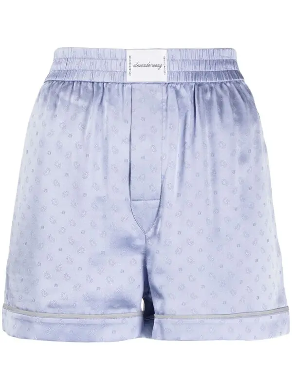 Alexander Wang Logo-jacquard Silk Boxer Shorts - Purple