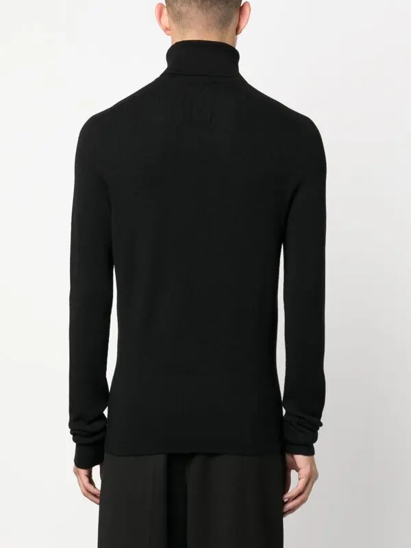 Balmain Logo-patch Ribbed-knit Jumper - Black