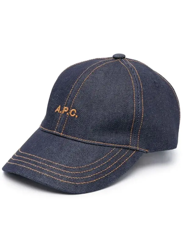 A.p.c. Embroidered Logo Denim Baseball Cap - Blue