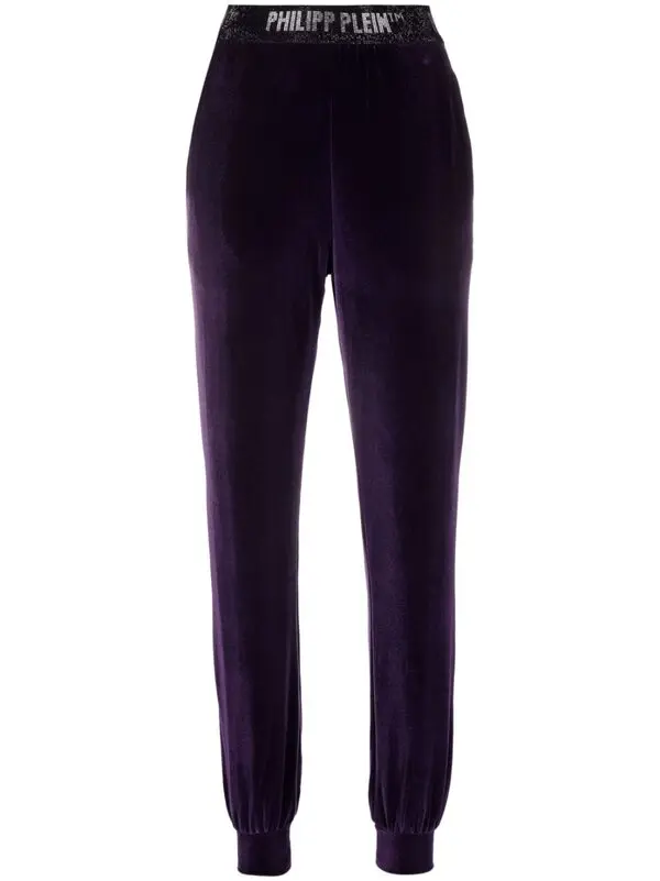 Philipp Plein Logo-waistband Velvet Track Pants