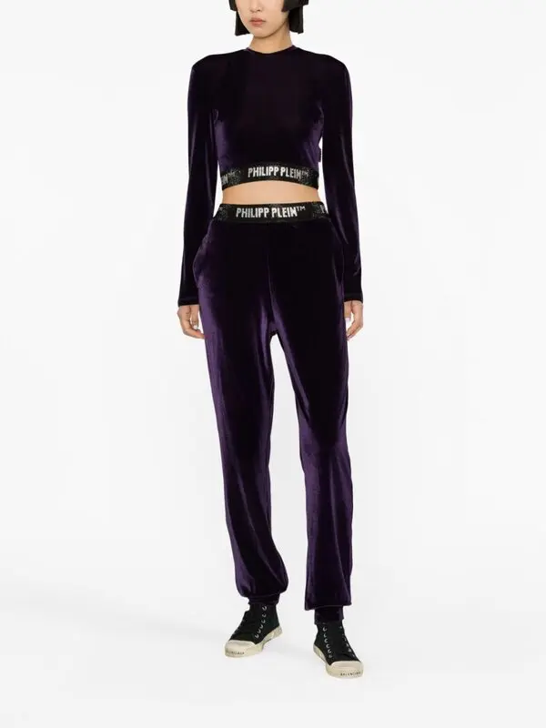 Philipp Plein Logo-waistband Velvet Track Pants