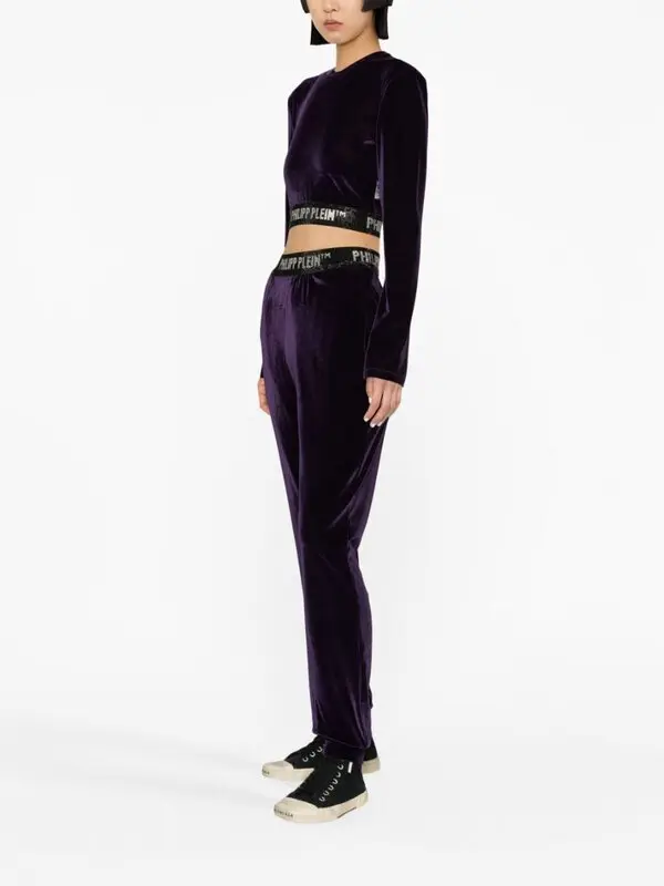 Philipp Plein Logo-waistband Velvet Track Pants