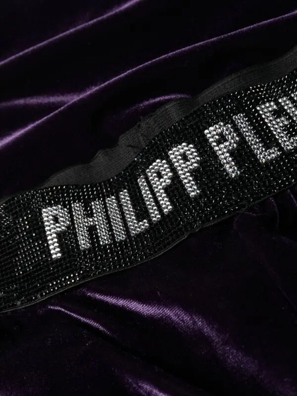 Philipp Plein Logo-waistband Velvet Track Pants