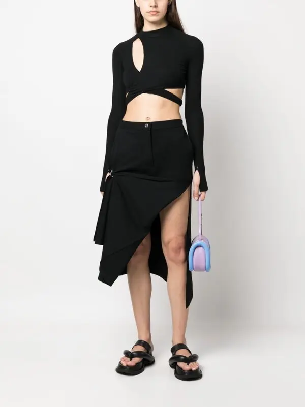 JW Anderson Asymmetric Draped Midi Skirt - Black