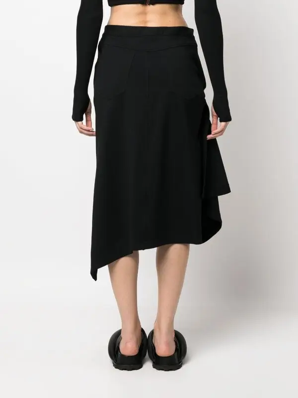 JW Anderson Asymmetric Draped Midi Skirt - Black