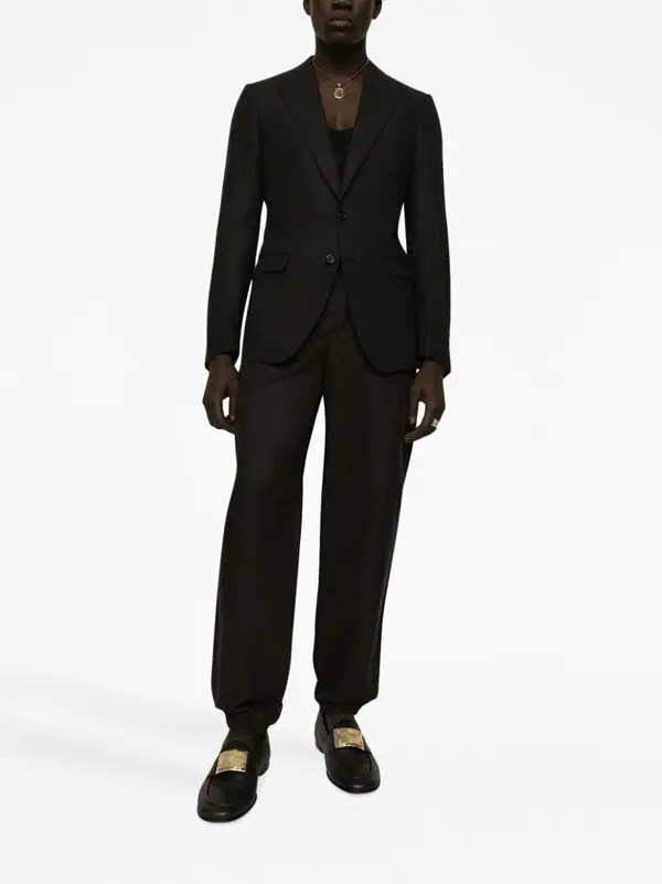 Dolce & Gabbana Single-breasted Linen Taormina Blazer - Black