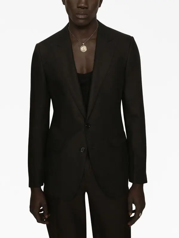 Dolce & Gabbana Single-breasted Linen Taormina Blazer - Black