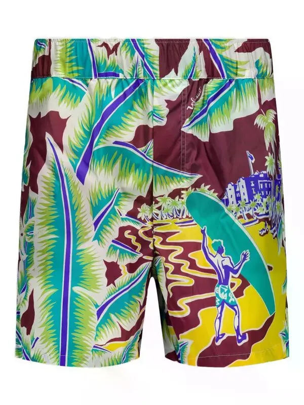 Valentino Garavani Surf Rider-print Swim Shorts - Green