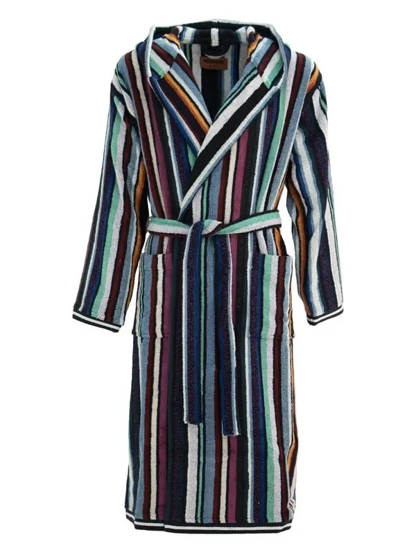 Missoni Towelling-finish Striped Robe - Blue
