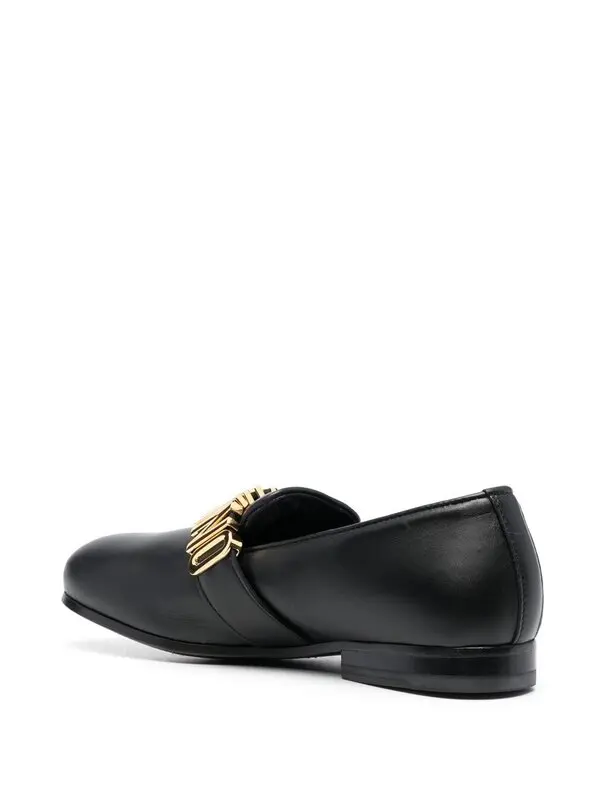 Moschino Plaque Leather Loafers